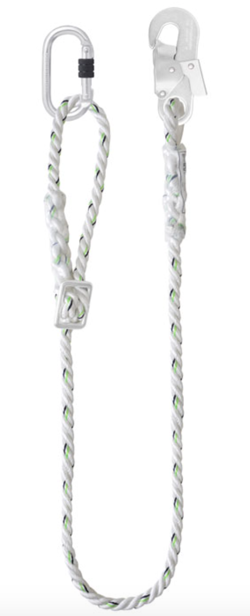 2m Adjustable Work Positioning Twisted Rope Lanyard - Rope Diameter 14